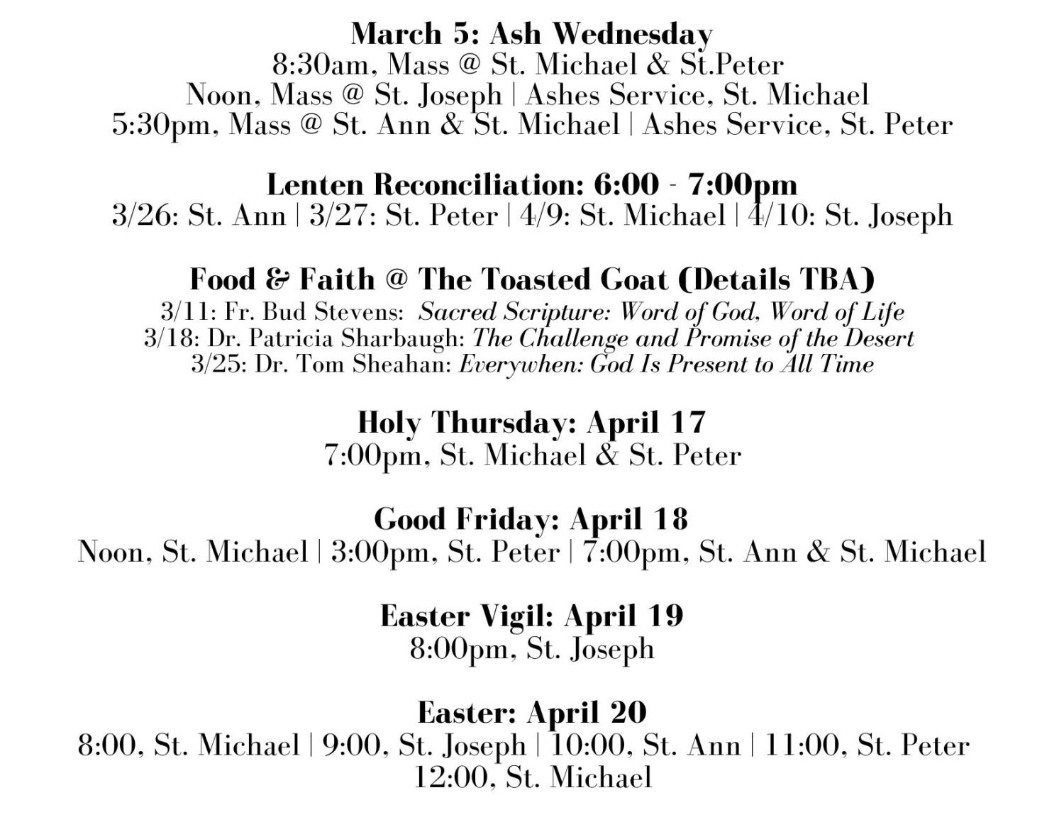 Lenten / Easter Schedule – Divine Mercy